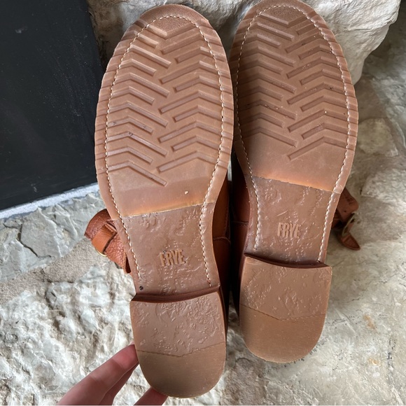 Frye | Shoes | Frye Veronica Shortie Belted Combat Moto Leather Boots ...